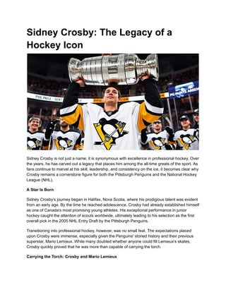 Sidney Crosby: The Legacy of a Hockey Icon | PDF