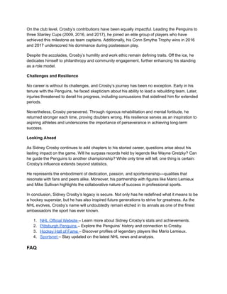 Sidney Crosby: The Legacy of a Hockey Icon | PDF