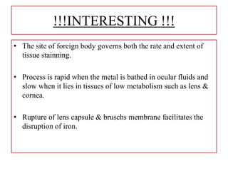 Siderosis &chalcosis & IOFB | PPTX