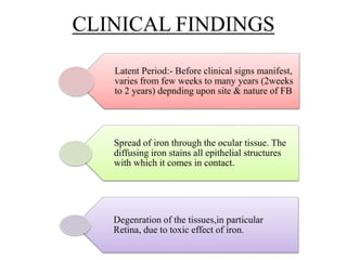 Siderosis &chalcosis & IOFB | PPTX