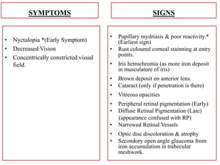 Siderosis &chalcosis & IOFB | PPTX