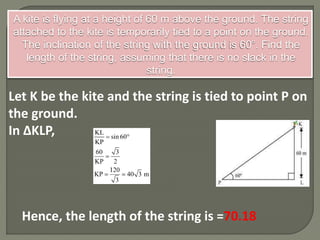 some applications of trigonometry 10th std. | PPT