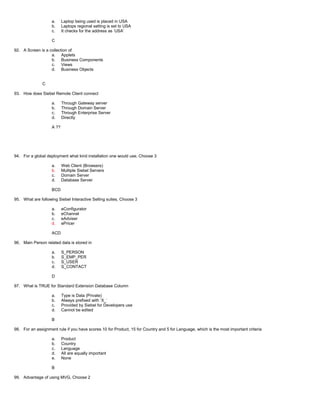 Siebel 8.1 Certifications Question Answers | PDF