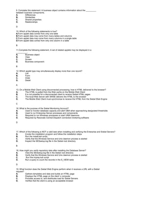 Siebel 8.1 Certifications Question Answers | PDF