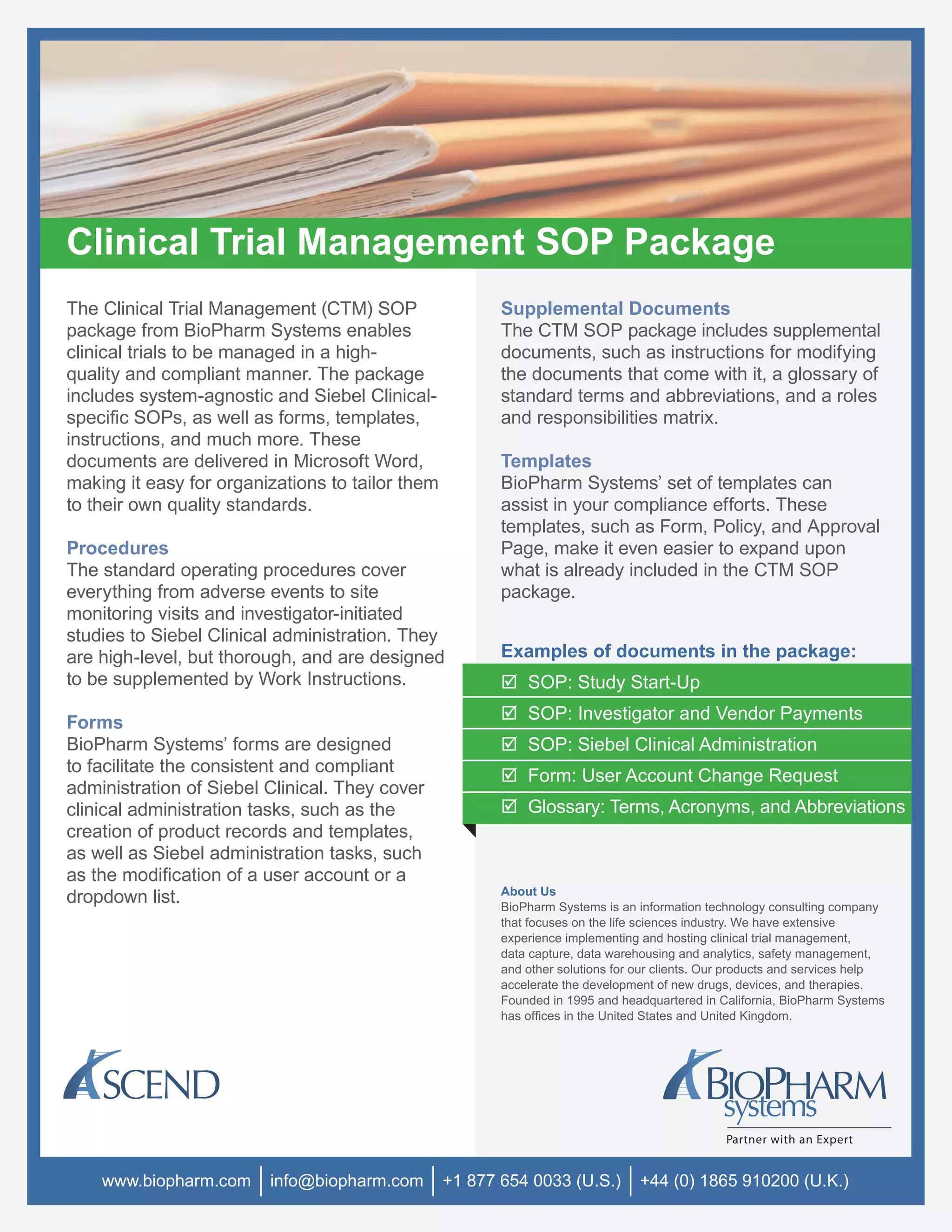 Clinical Trial Management SOPs, Forms, Templates, and more | PDF