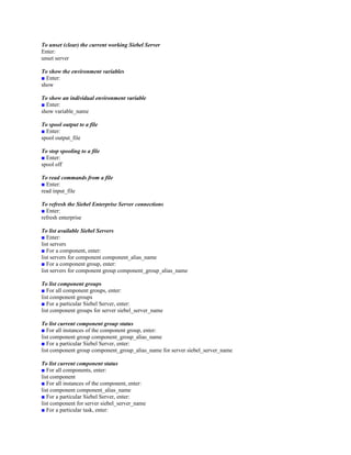 Siebel admin cmds | PDF