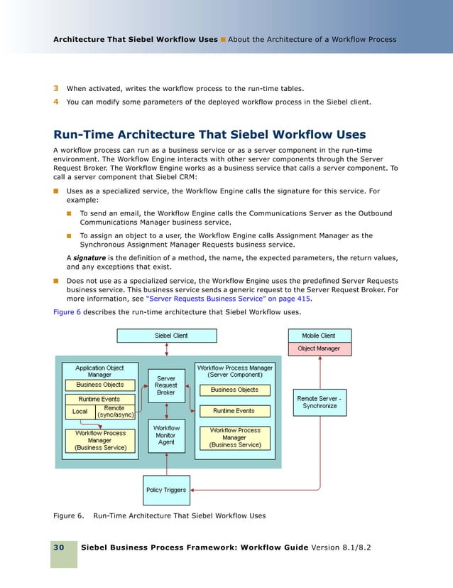 Siebel business process flow