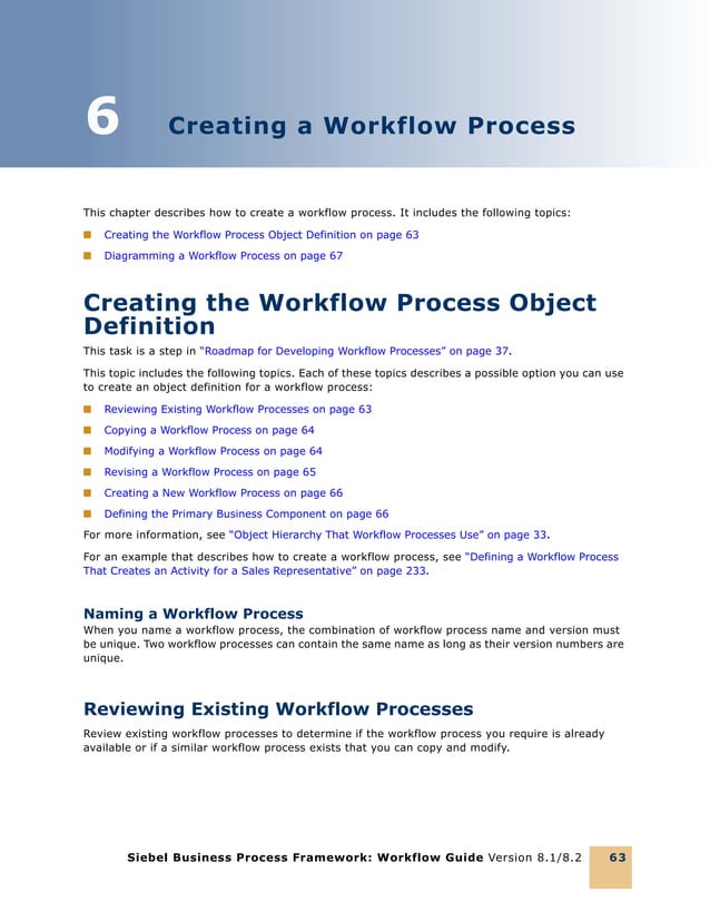Siebel business process flow