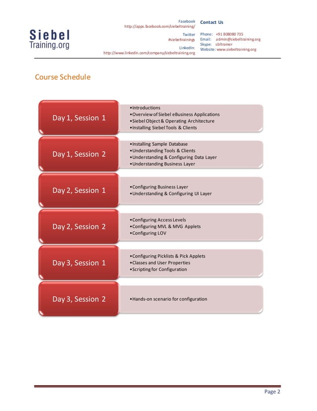 Siebel Siebel Configuration Course Schedule Pdf