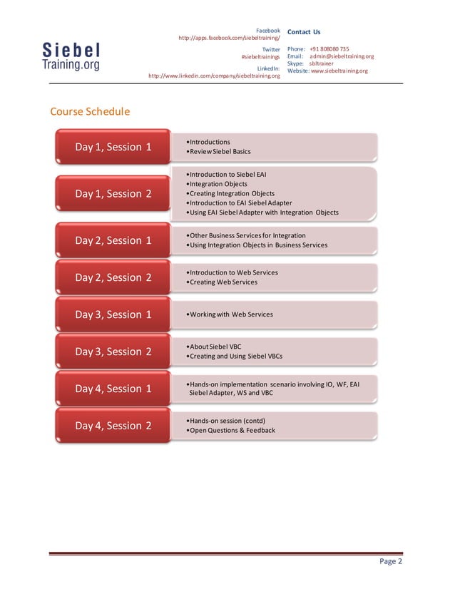 Siebel training.org siebel eai course schedule | PDF