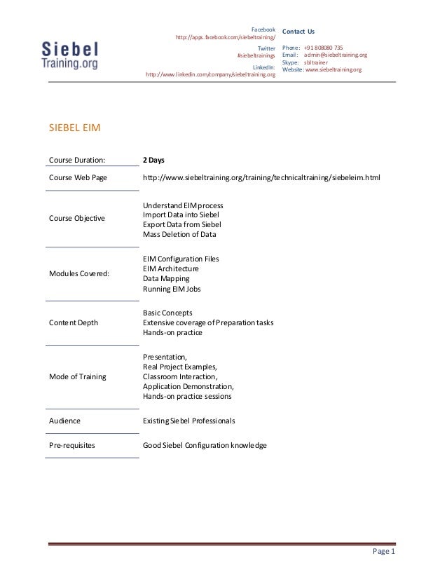 Siebel training.org siebel eim course schedule Siebel training.org siebel eim course schedule