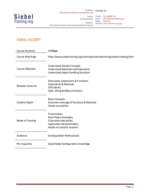 Siebel Siebel Escript Course Schedule Pdf 7661