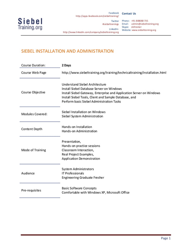 Siebel training.org siebel installation and administration course ... Siebel training.org siebel installation and administration course ...