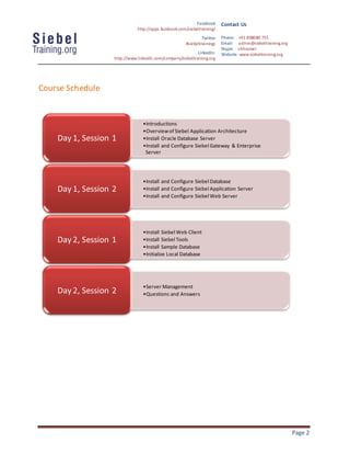 Siebel training.org siebel installation and administration course schedule | PDF