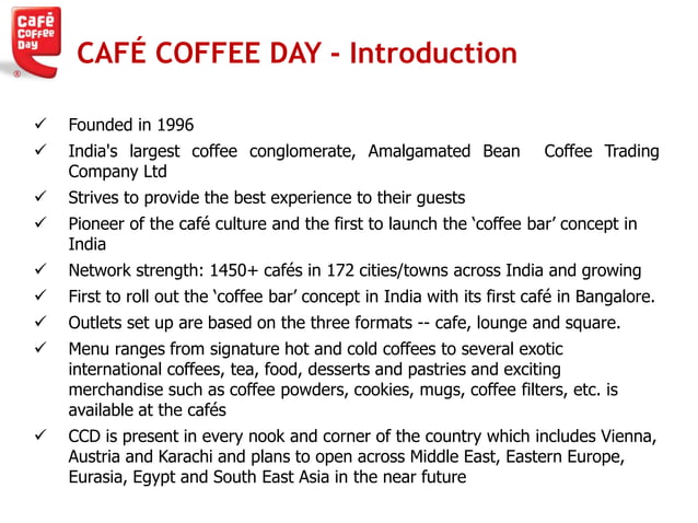 Cafe Coffee day (CCD) | PDF