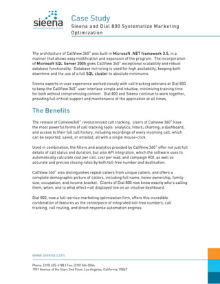 Sieena - Case Study - Dial 800 | PDF