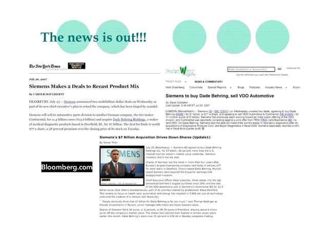 Siemens acquisition of Dade Behring | PDF