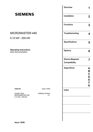 Siemens micromaster-440-manual | PDF