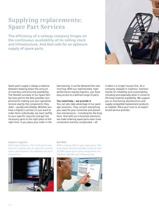 Siemens Rail Services. Customized service solutions for rail systems | PDF