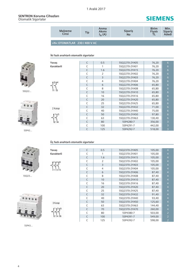 Siemens 2018 Fiyat Listesi | PDF