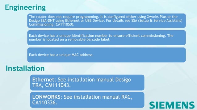 SIEMENS PXG3.L BACnet/IP Router | PPTX