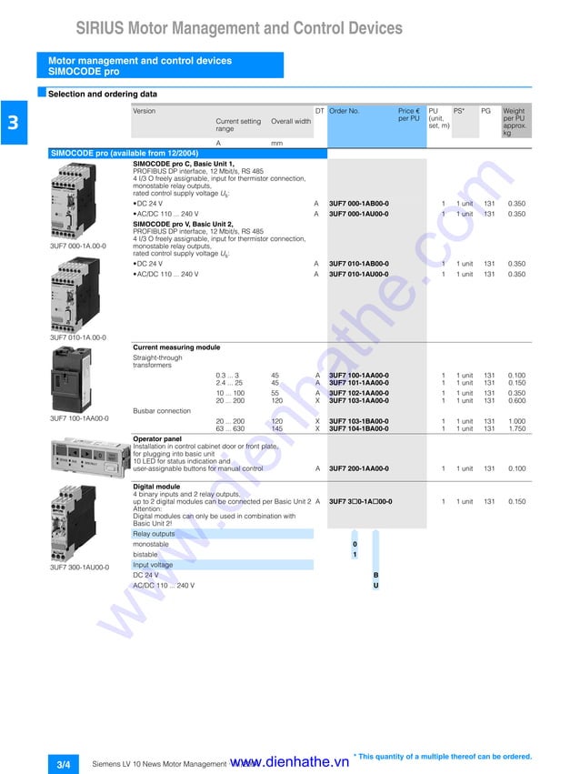 Siemens catalog tong hop 3 uf simocode | PDF
