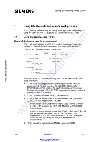 Siemens catalog tong hop scaling and unscaling analog values | PDF
