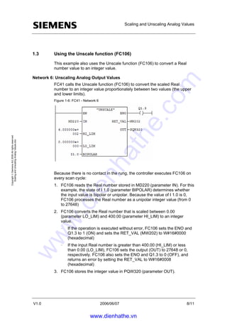 Siemens catalog tong hop scaling and unscaling analog values | PDF