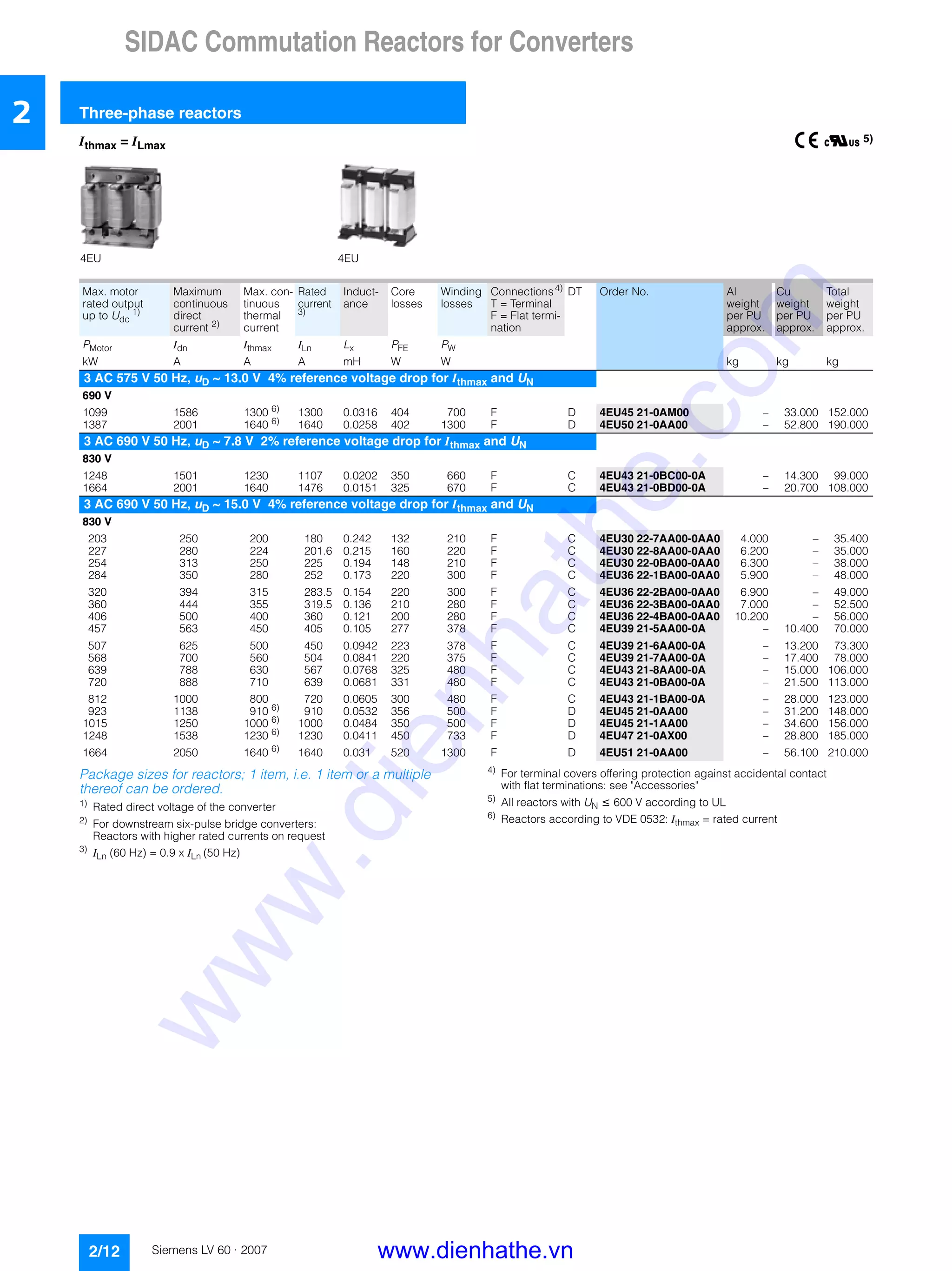 Siemens catalog tong hop sidac transformer | PDF