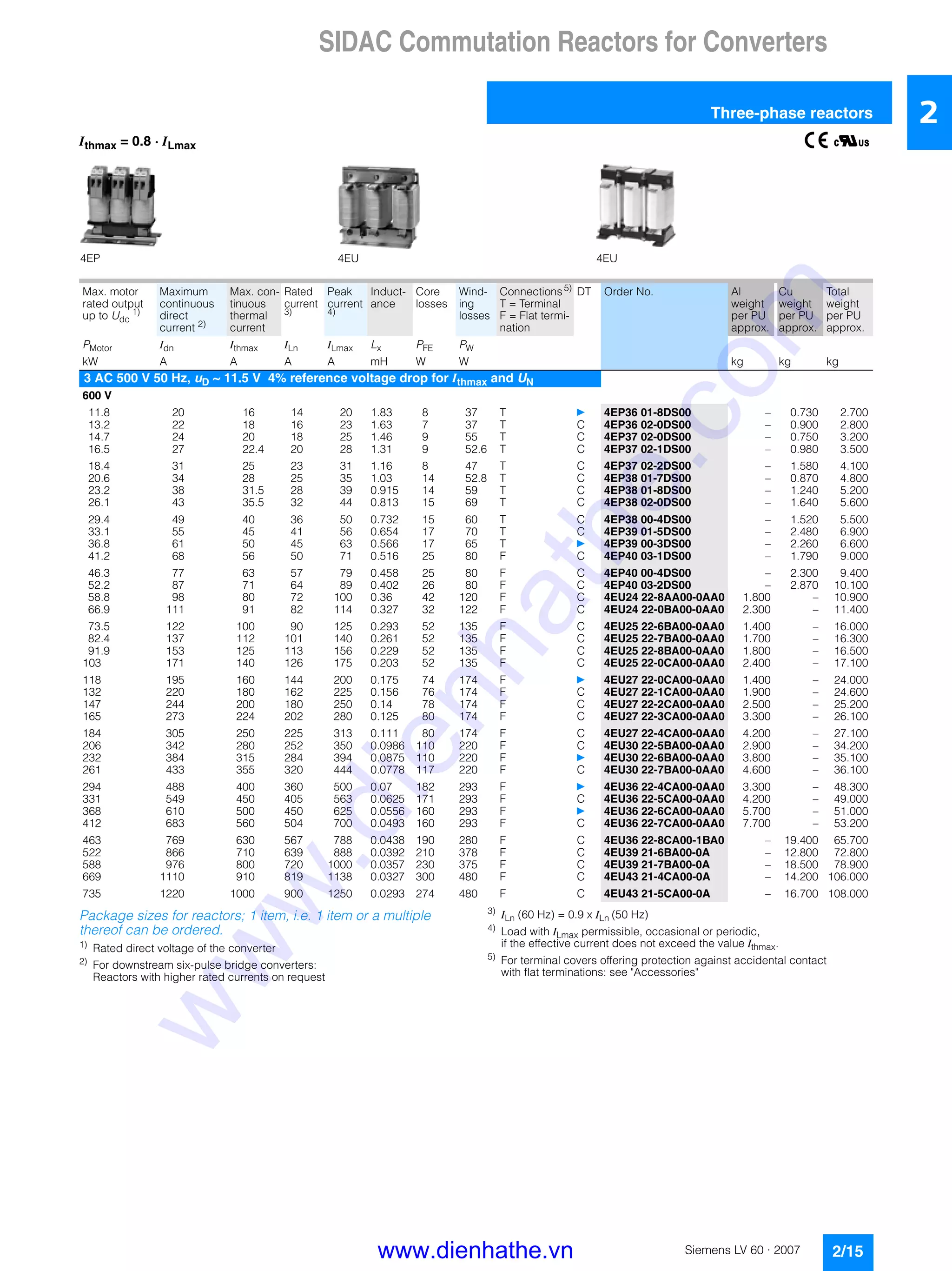 Siemens catalog tong hop sidac transformer | PDF