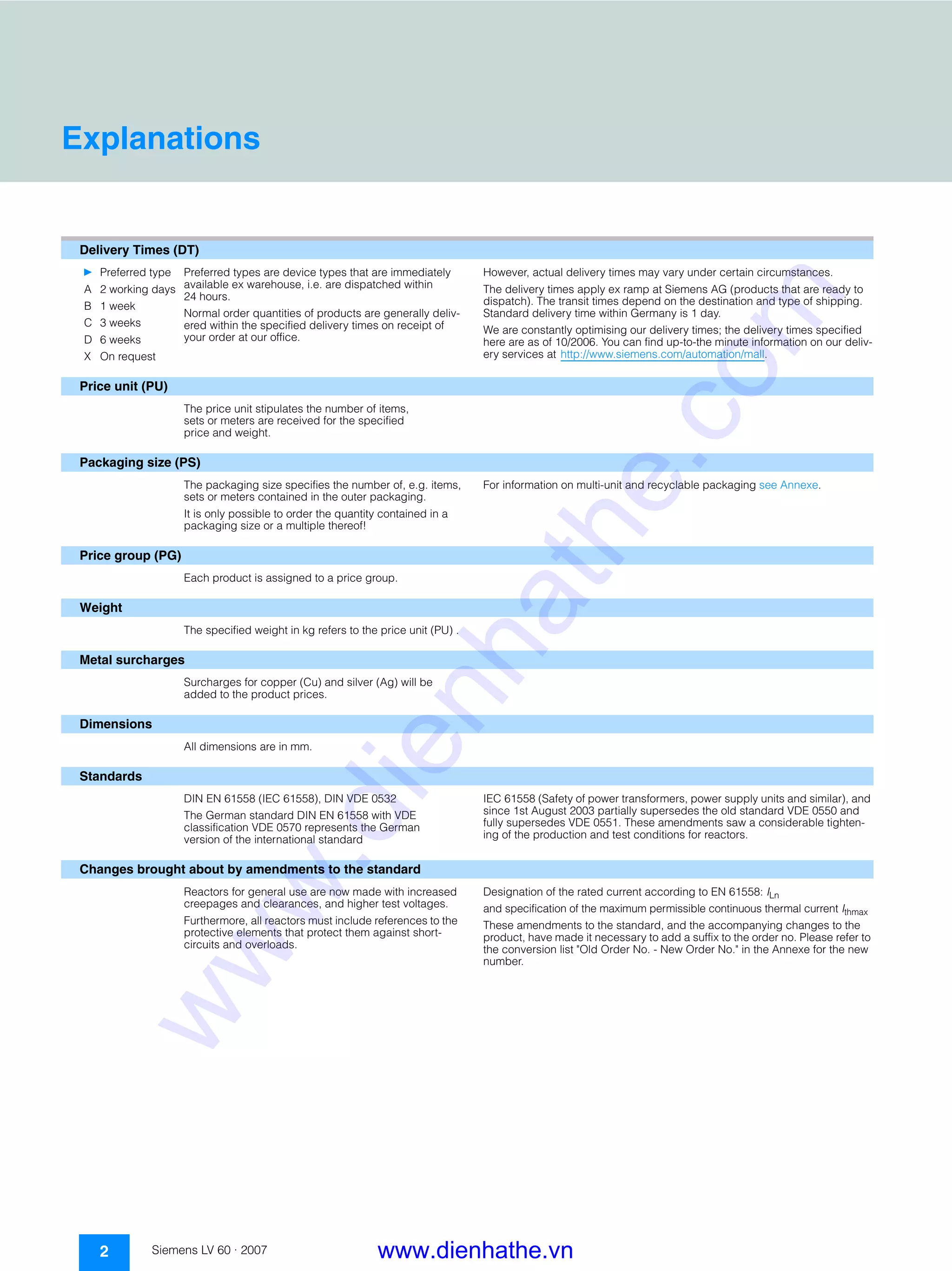 Siemens catalog tong hop sidac transformer | PDF