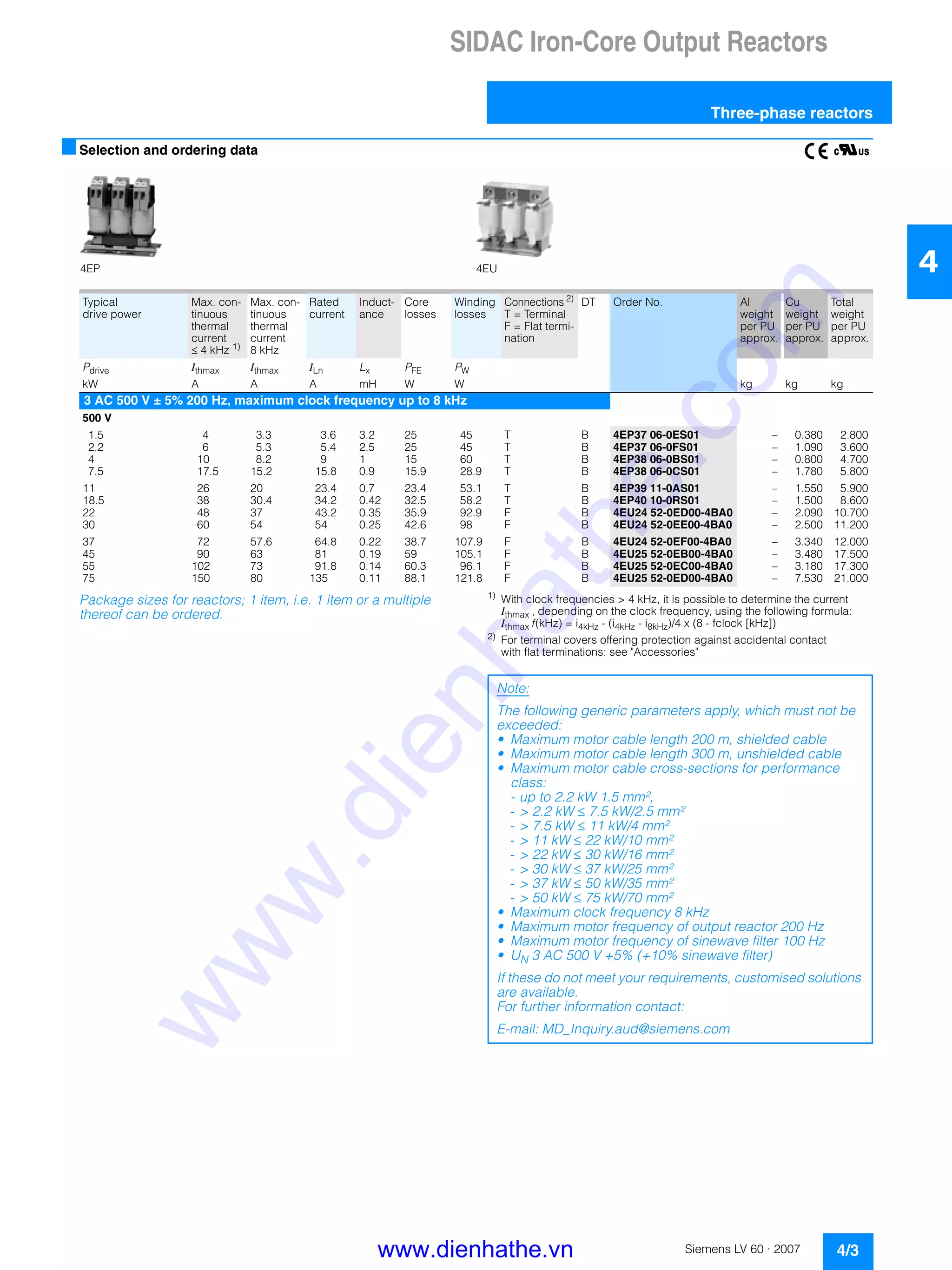 Siemens catalog tong hop sidac transformer | PDF
