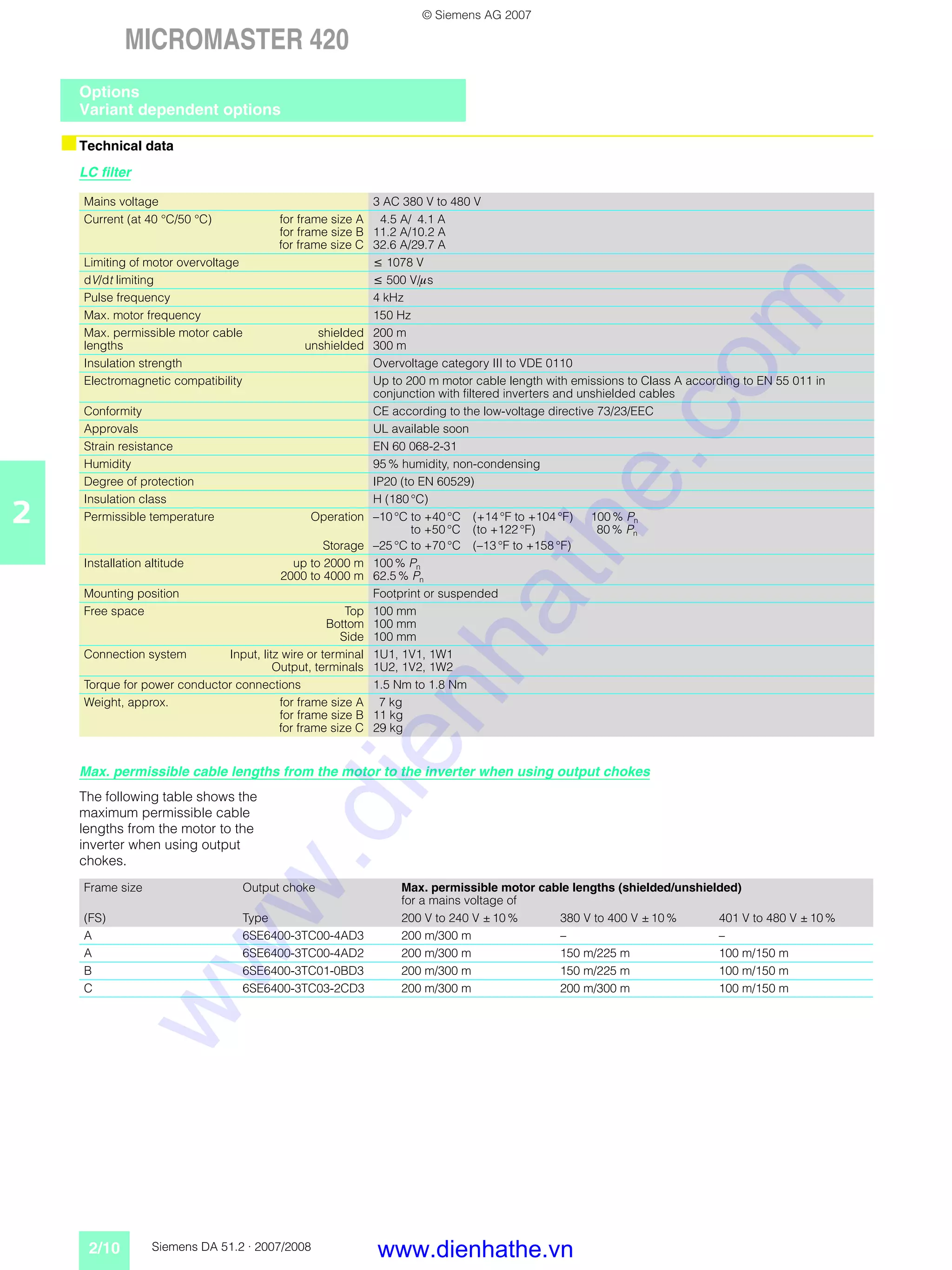 Siemens catalog tong hop siemens micromaster drive | PDF