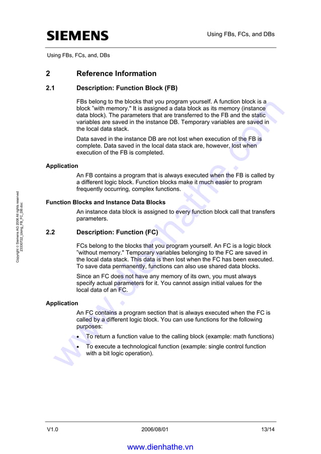 Siemens catalog tong hop using f bs, fcs, and dbs | PDF