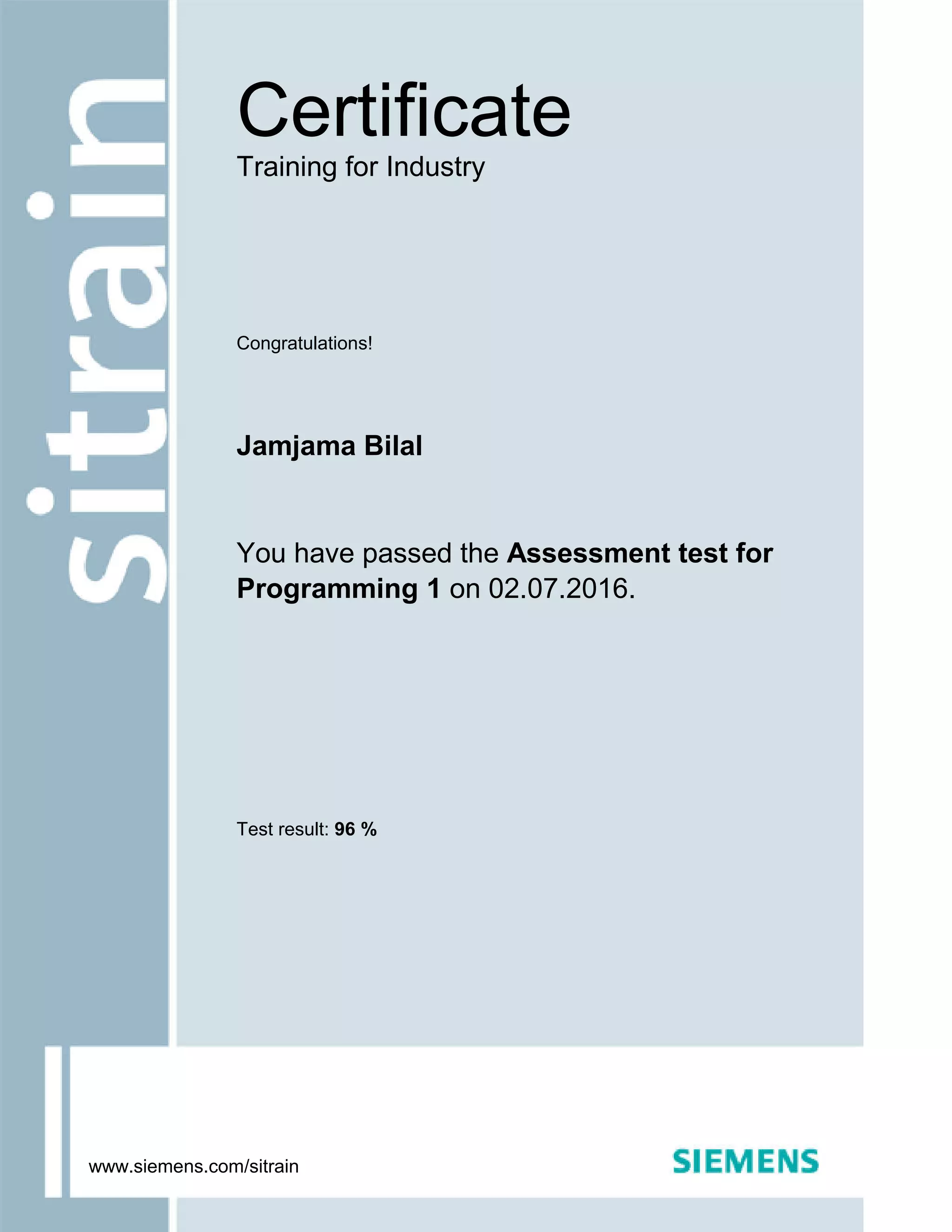 Siemens certificate | PDF