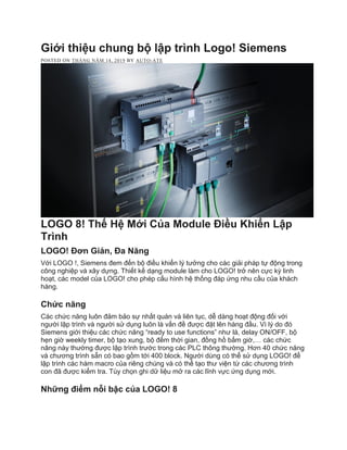LOGO 8! Thế Hệ Mới Của Module Điều Khiển Lập Trình | PDF