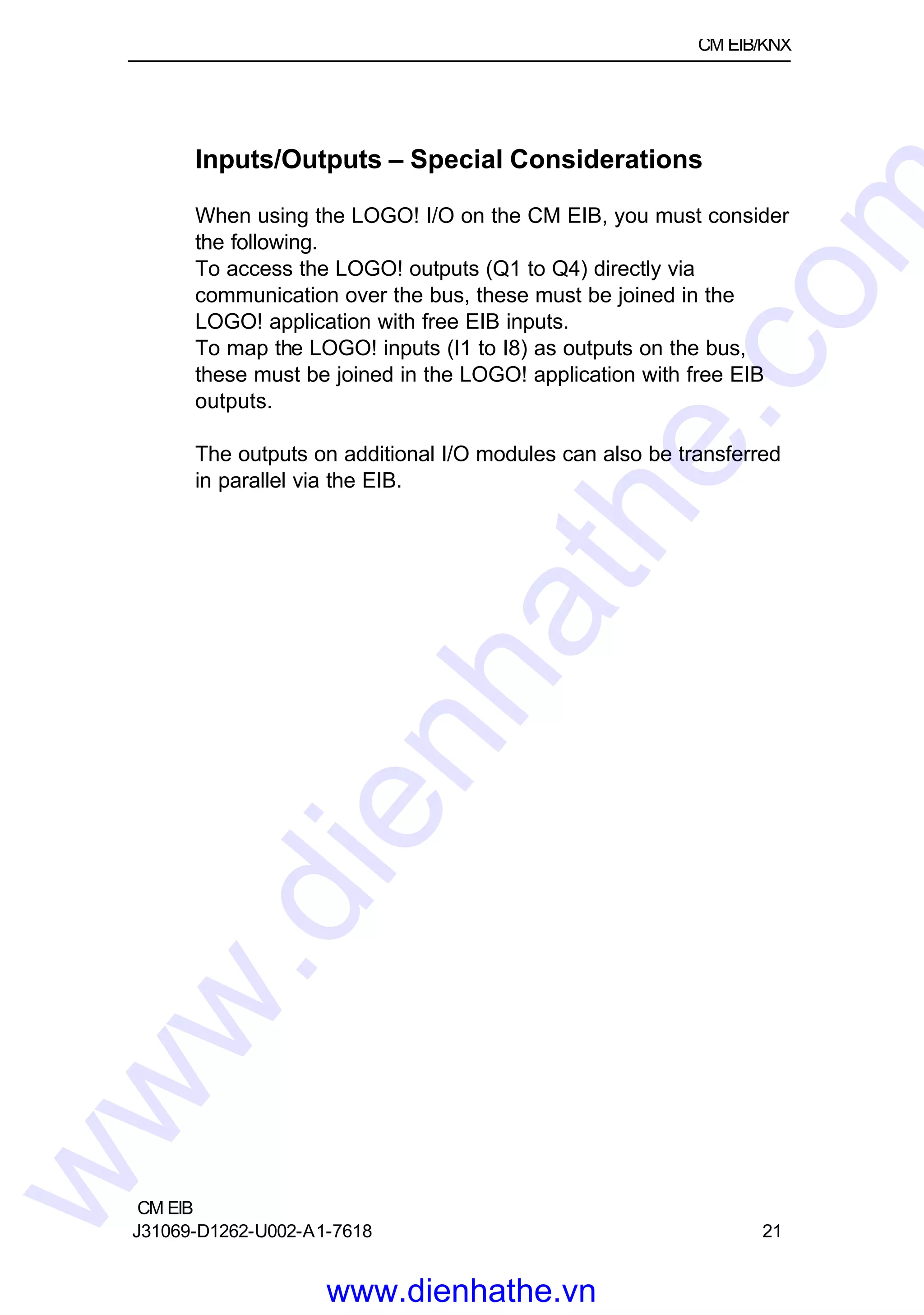 Siemens logo logo! expansion module cm eib-knx | PDF