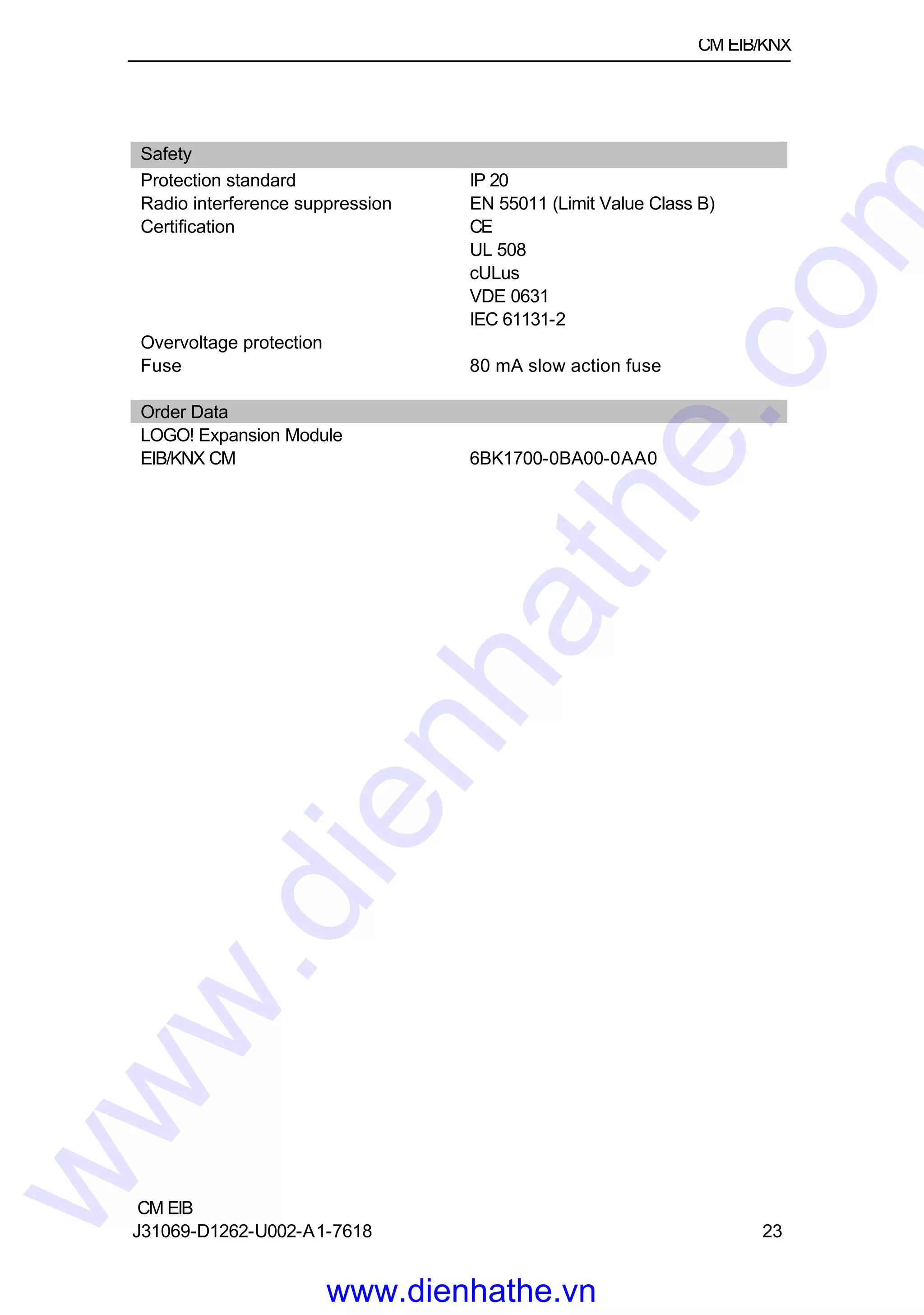 Siemens logo logo! expansion module cm eib-knx | PDF