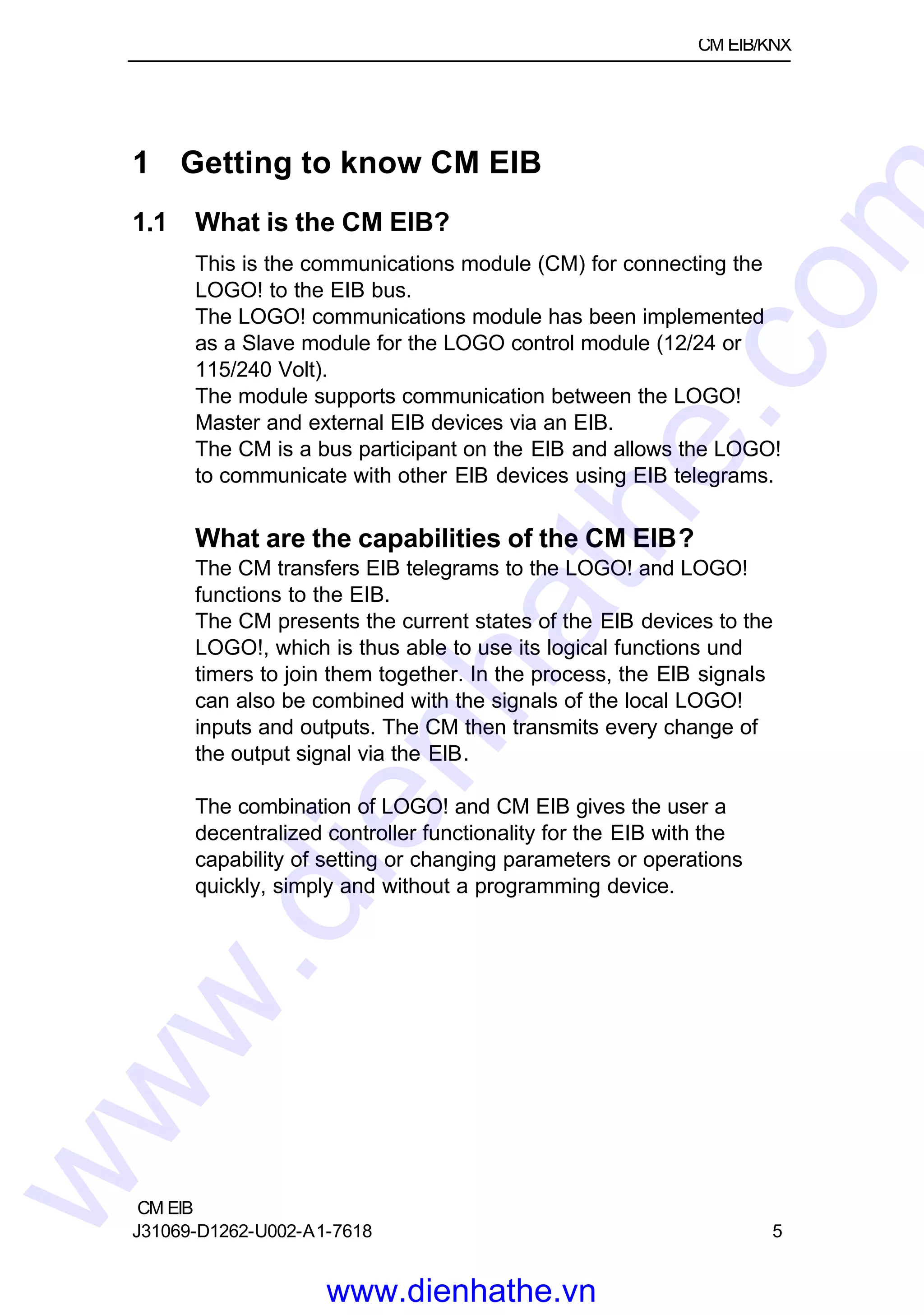 Siemens logo logo! expansion module cm eib-knx | PDF
