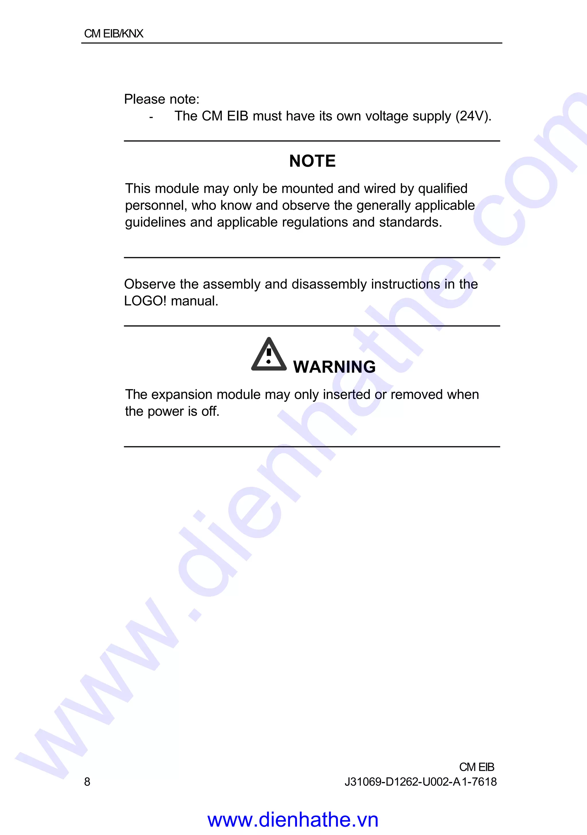 Siemens logo logo! expansion module cm eib-knx | PDF
