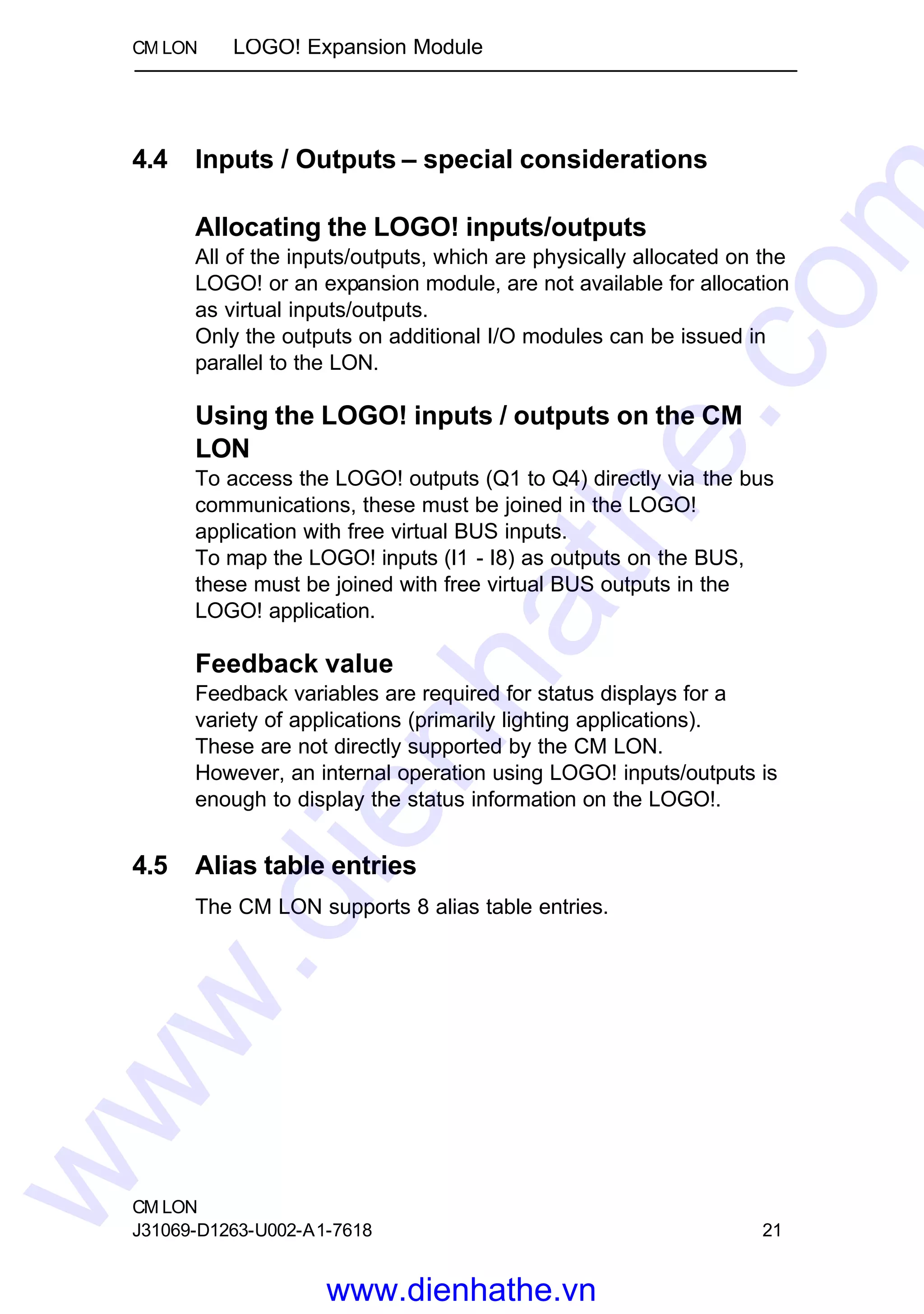 Siemens logo logo! expansion module cm lon | PDF