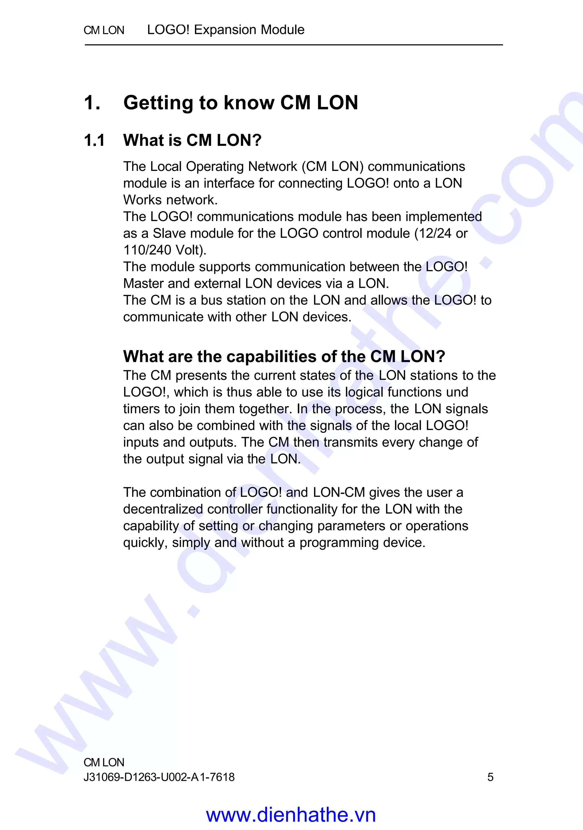 Siemens logo logo! expansion module cm lon | PDF