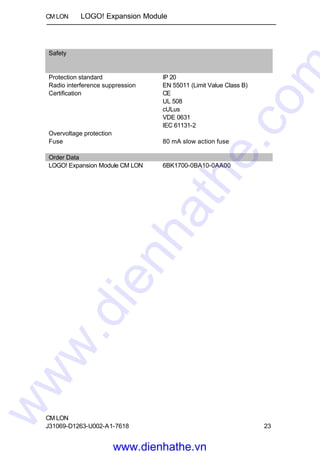 Siemens logo logo! expansion module cm lon | PDF