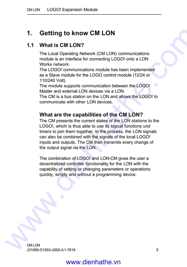 Siemens logo logo! expansion module cm lon | PDF