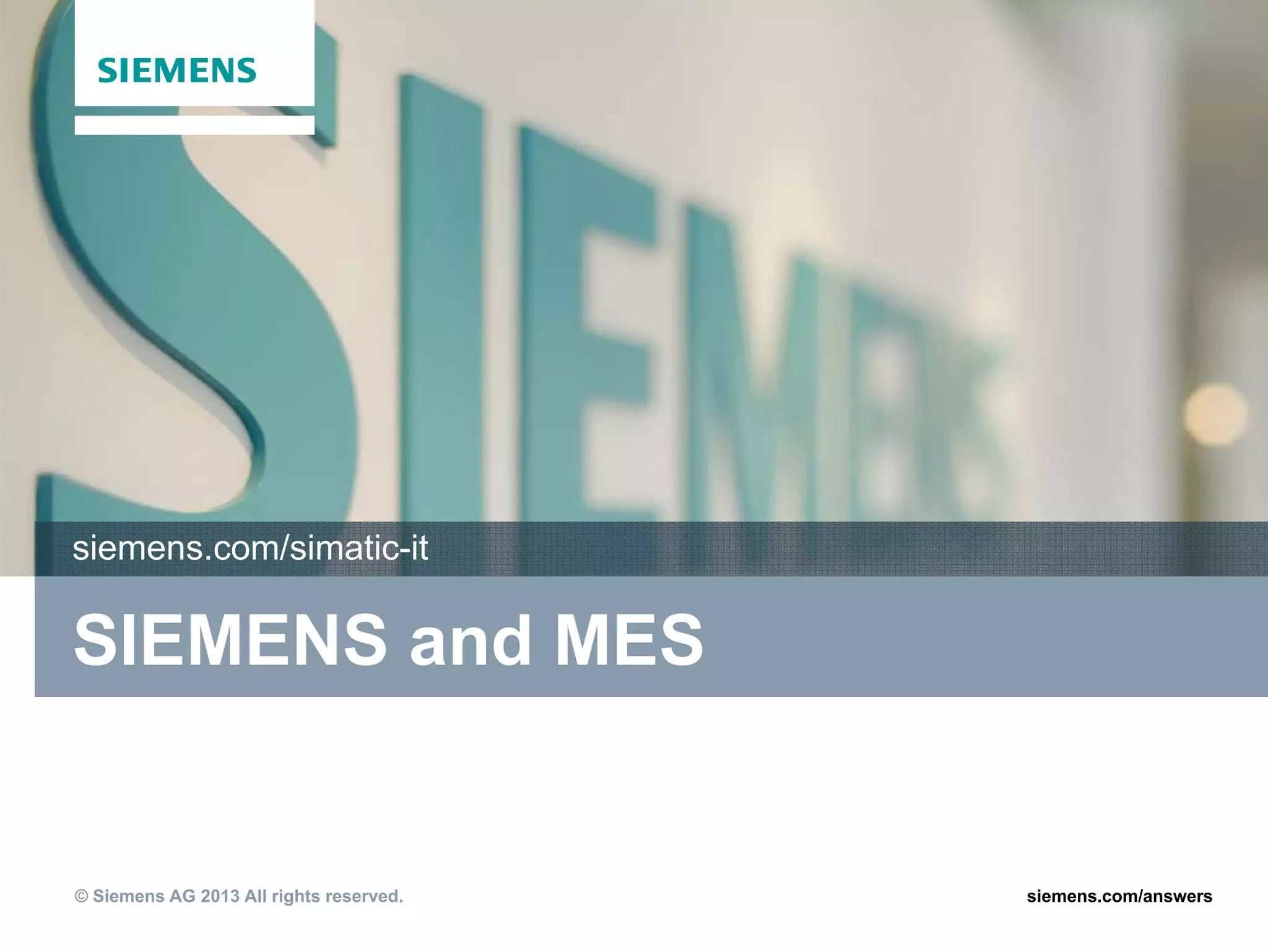 Siemens and MES (Manufacturing Execution System) | PDF