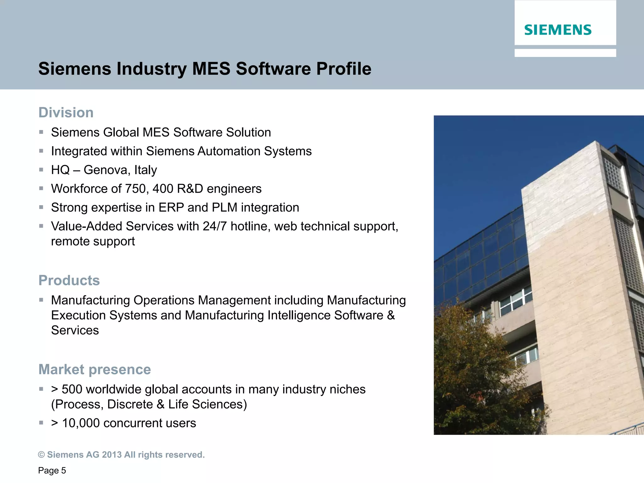 Siemens and MES (Manufacturing Execution System) | PDF