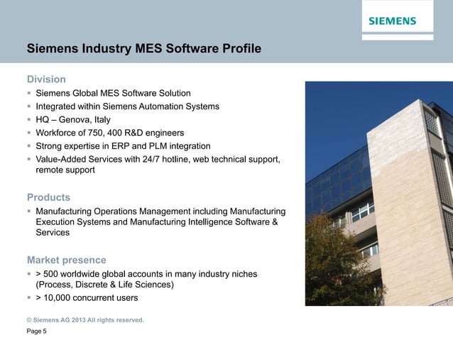 Siemens and MES (Manufacturing Execution System) | PDF | Manufacturing ...