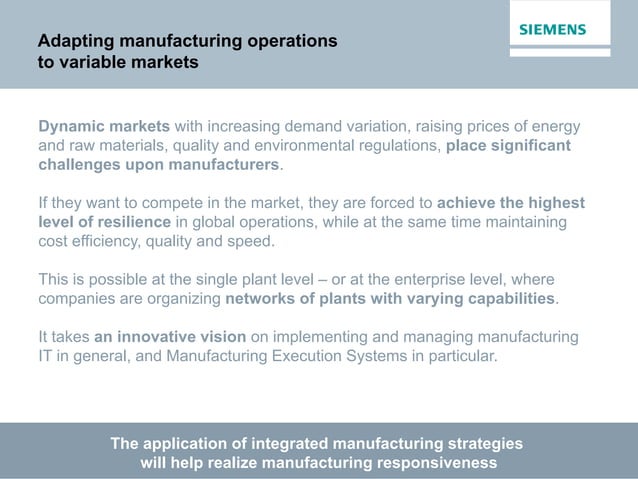 Siemens and MES (Manufacturing Execution System) | PDF | Manufacturing ...