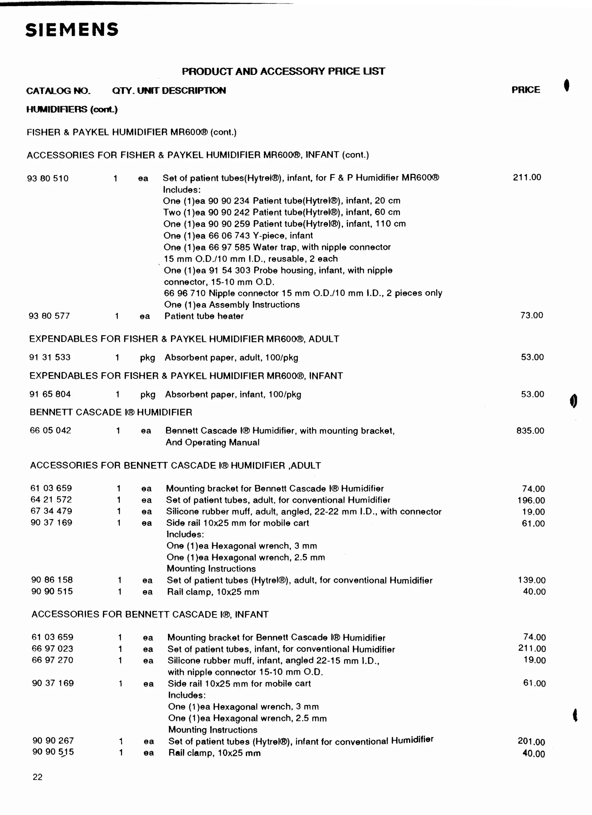 Siemens product & accessory price list | PDF