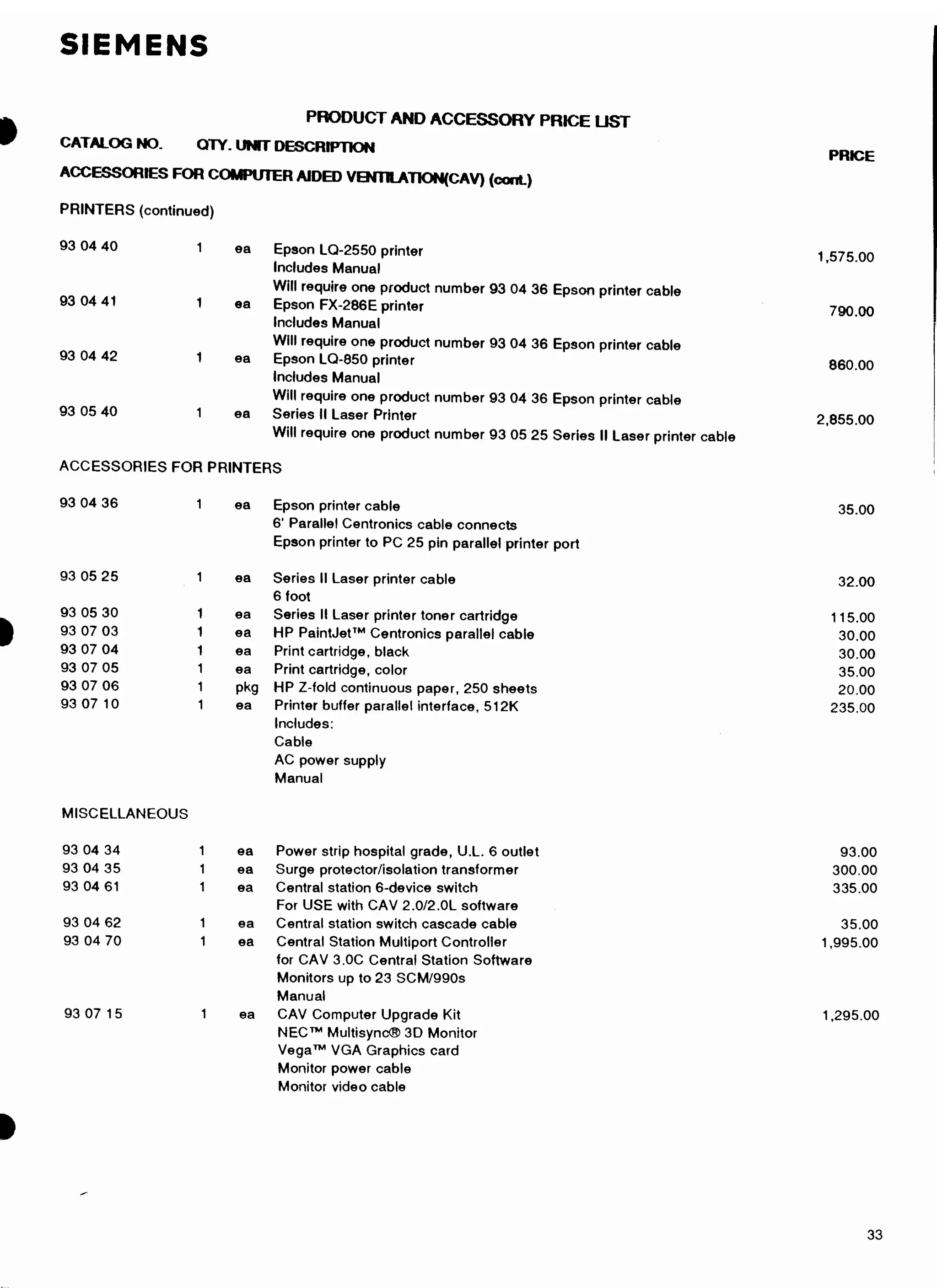 Siemens product & accessory price list | PDF